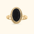 Luna Black Onyx Ring | Goudkleurige ring voor dames met zwarte steen ...