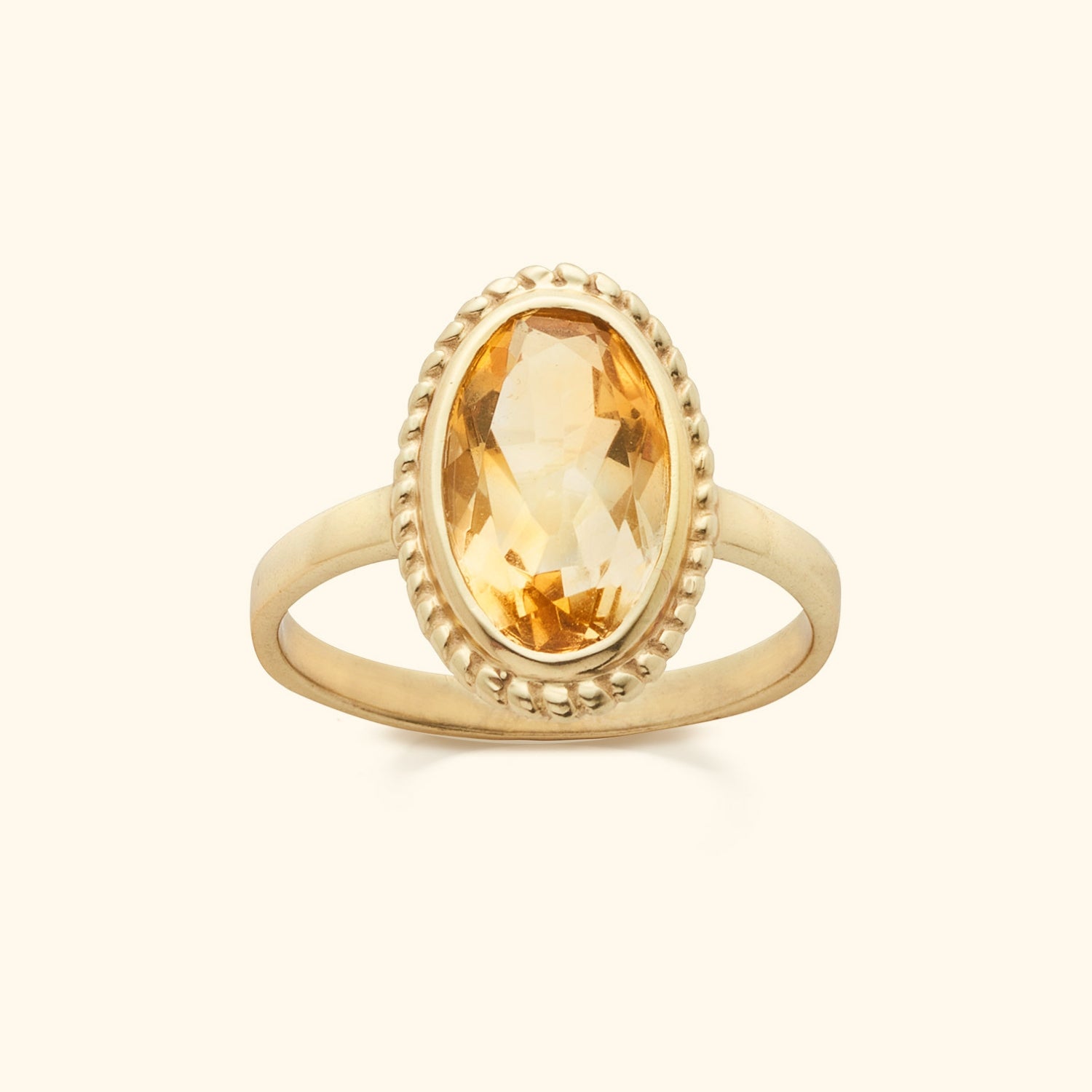Vintage Luna Citrien ring | 14 karaat gouden ring met grote gele ...