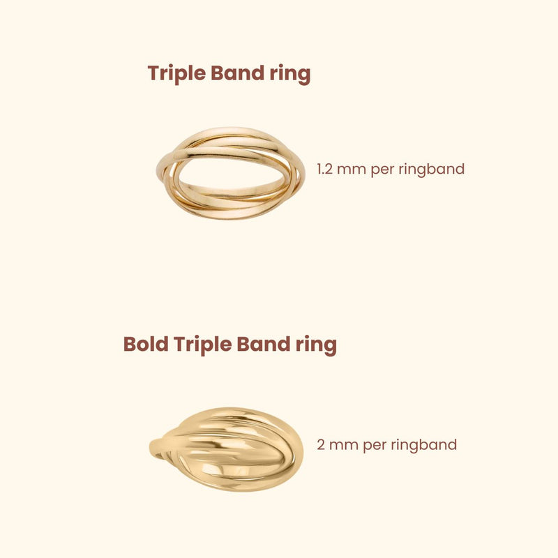 Bold Triple Band Ring | 3 in 1 Ring | Goudkleurige trinity ring
