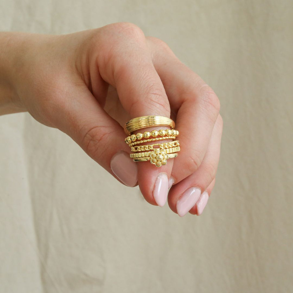 Bold Bubble Stacking Ring | Goudkleuirge aanschuifring met bolletjes ...