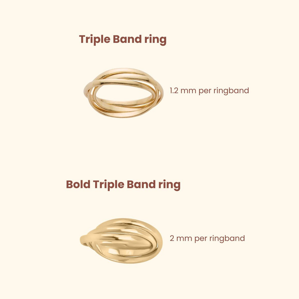 Triple Band Ring | 3 in 1 Ring | Goudkleurige trinity ring