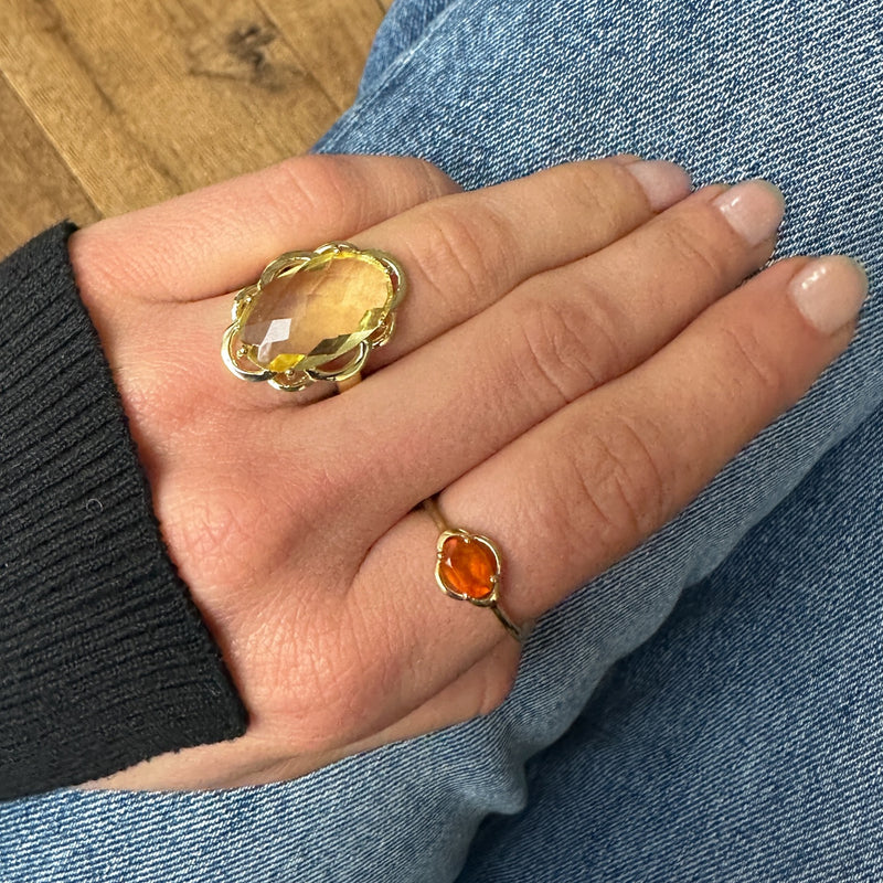 Lemon Topaz Ring | Goudkleurige ring voor dames met grote gele steen ...